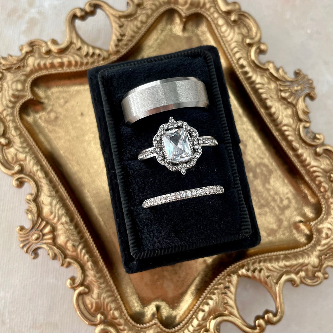 3 Slot Ring Box Flat Lay Styling Kit – Champagne & Grit